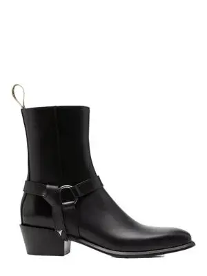 Fendi Double O Leather Ankle Boots - Black