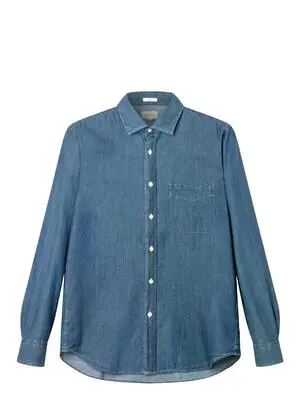 Hartford Denim-patch Pocket Shirt - Blue