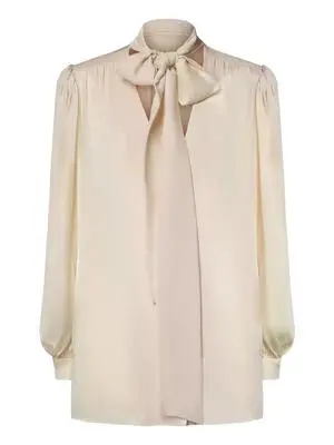 Valentino Garavani Silk Pussy-bow Blouse - Neutrals