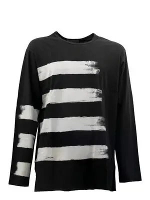 Yohji Yamamoto Stripe-print Long-sleeve T-shirt - Black