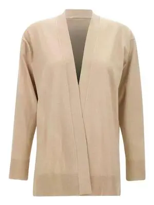 ELENA MIRÒ Side-slit Open-front Cardigan - Neutrals