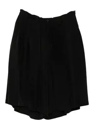 Yohji Yamamoto Pleated Wide-leg Shorts - Black