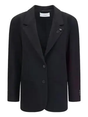 LARDINI Flower-detail Single-breasted Jacket - Black