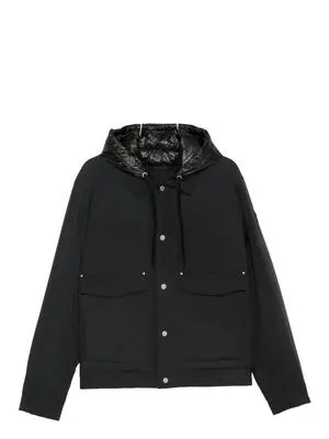 Moose Knuckles Hooded Logo Patch Jacket - Black