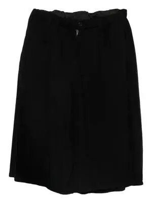 Yohji Yamamoto Wide Leg Elasticated Waistband Shorts - Black