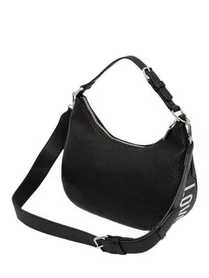 Moschino Logo-lettering Pebbled Shoulder Bag - Black