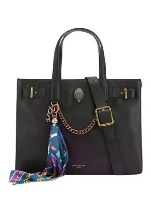 Kurt Geiger Scarf-detail Eagle-embellishment Tote Bag - Black