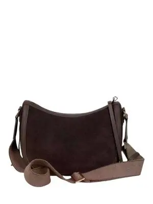 Borbonese Suede Leather Shoulder Bag - Brown