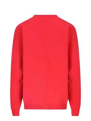 Saint Laurent Logo Embroidered Crewneck Sweatshirt - Red
