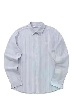 EDMMOND STUDIOS Striped Duck-embroidered Shirt - White