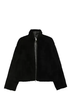 UTZON Shearling Zip-up Reversible Jacket - Black