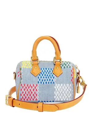 LOUIS VUITTON Vers Damier Denim Speedy Bandouliere 18 Handbag - Blue
