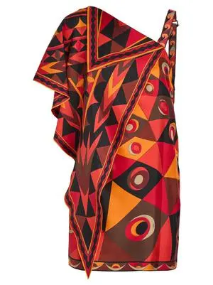 Emilio Pucci Printed Layered Silk-twill Mini Dress - Orange
