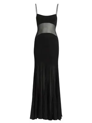 Galvan Belladonna Mesh And Fine-knit Maxi Dress - Black