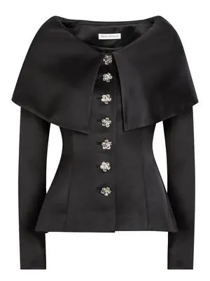PATRICK MCDOWELL Lucette Satin Jacket With Oversized Collar - Black