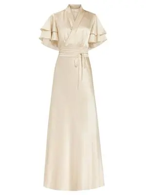 PATRICK MCDOWELL Anne Belted Silk Maxi Dress - Cream