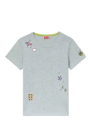 Kenzo Embroidered Top In Cotton - Light Gray