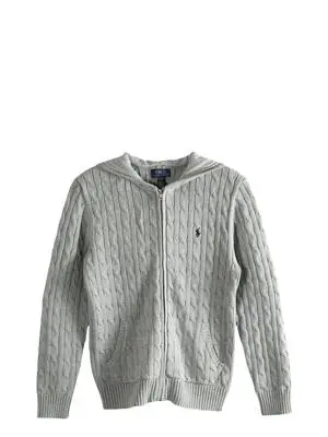 Polo Ralph Lauren Cable Knit Full-zip Hoodie - Gray