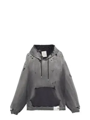 Mihara Yasuhiro Distressed Drawstring Hoodie - Black