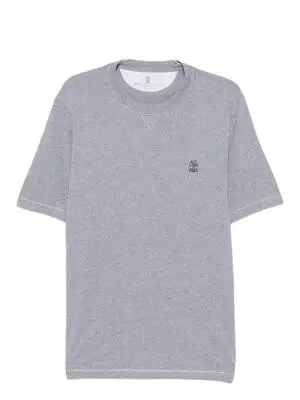 Brunello Cucinelli Logo-embroidered T-shirt Gray