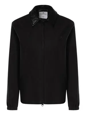 COURREGES Zip-up Embroidered Logo Coat - Black