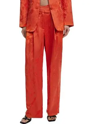 Desigual Floral Embroidery Wide Leg Pants - Orange