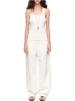 Bimba Y Lola Denim Barrel Leg Trousers With 5-pockets - White