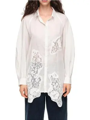 Bimba Y Lola Lace Hem T-shirt - Ivory