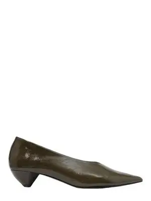Bimba Y Lola Leather Low Heel Court Shoe - Dark Green