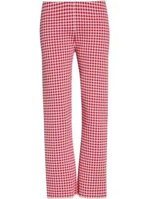 Posse Micah Gingham High Waist Crop Flare Pants Red Gingham