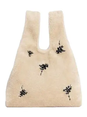 Simone Rocha Mini Faux Fur Shopper Bag With Embellishment - Blonde/jet