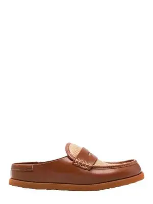 BIRKENSTOCK Naples Raffia-panel Mules - Brown
