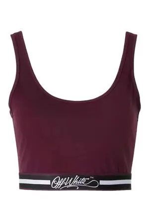 Off-White Logo-underband Crop Top - Red