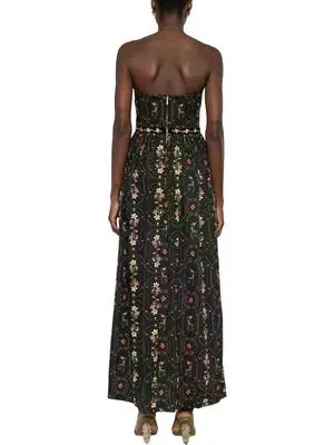 Agua Bendita Lienzo Strapless Floral-print Maxi Dress - Black