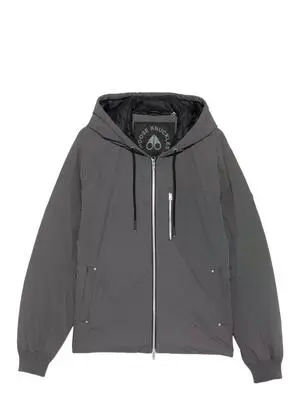 Moose Knuckles Moose Knuckles Drawstring Hooded Logo Patch Jacket Grey