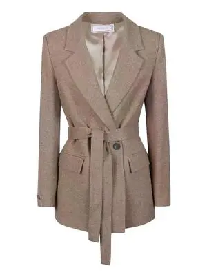 Peserico Belted Notch-lapel Blazer - Neutrals