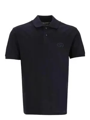 Emporio Armani Jersey Polo Shirt With Embossed Ea Logo Embroidery Blue