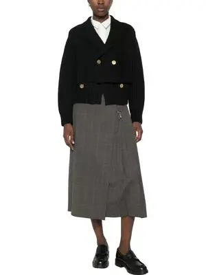Sacai Double-breasted Ribbed Cardigan - Black