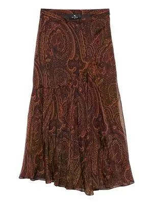 Etro Paisley Print Midi Skirt - Brown