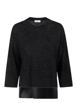 Peserico Layered Metallic-knit Sweater - Black