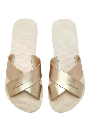 Havaianas Havaianas Aqua Metallic Cross-Strap Slides Gold