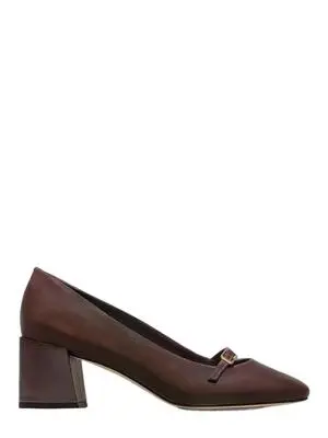Bernardo Bernardo Amelie Buckle-Strap Square-Toe Block-Heel Pumps Brown