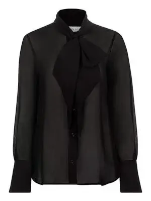 Nina Ricci Silk Pussy-bow Shirt - Black