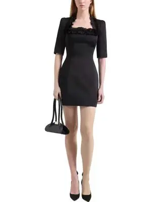 Nina Ricci Ruffle-trim Mini Dress - Black