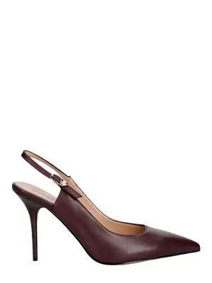 Moschino Pointed-toe Stiletto Slingback Pumps With Heart Motif - Red