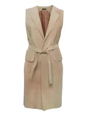 THE ROW Sleeveless Belted Suede Coat - Neutrals