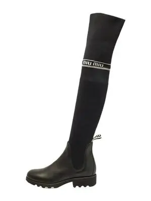 MIU MIU Knit Leather Boots