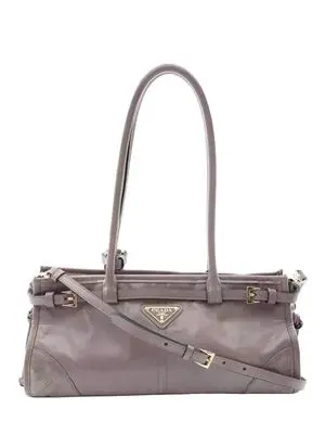 Prada Prada Buckled Leather Handbag Grey