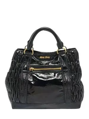 Miu Miu Patent Leather Tote Bag - Black