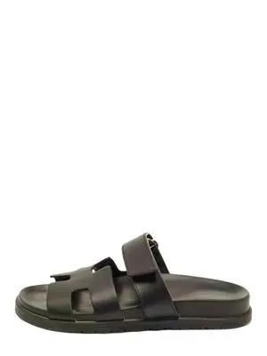 Hermès Chypre Touch-strap Sandals In Leather - Black